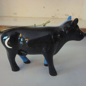 TM and C 2000 CPH Ceramic Cow Globe Ornament Blue Black Whimsical ...