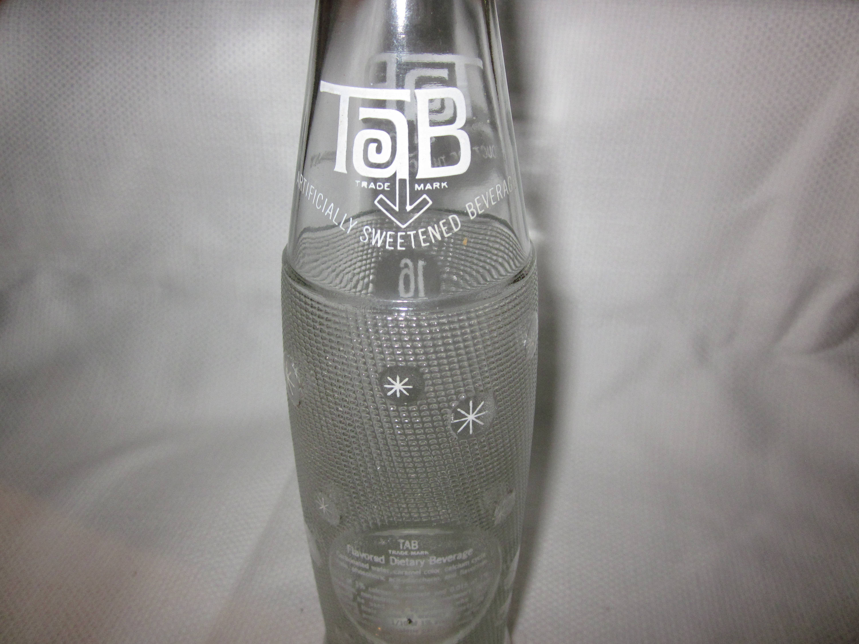 Vintage TAB Bottle Snowflake Design Clear Bottle With White - Etsy
