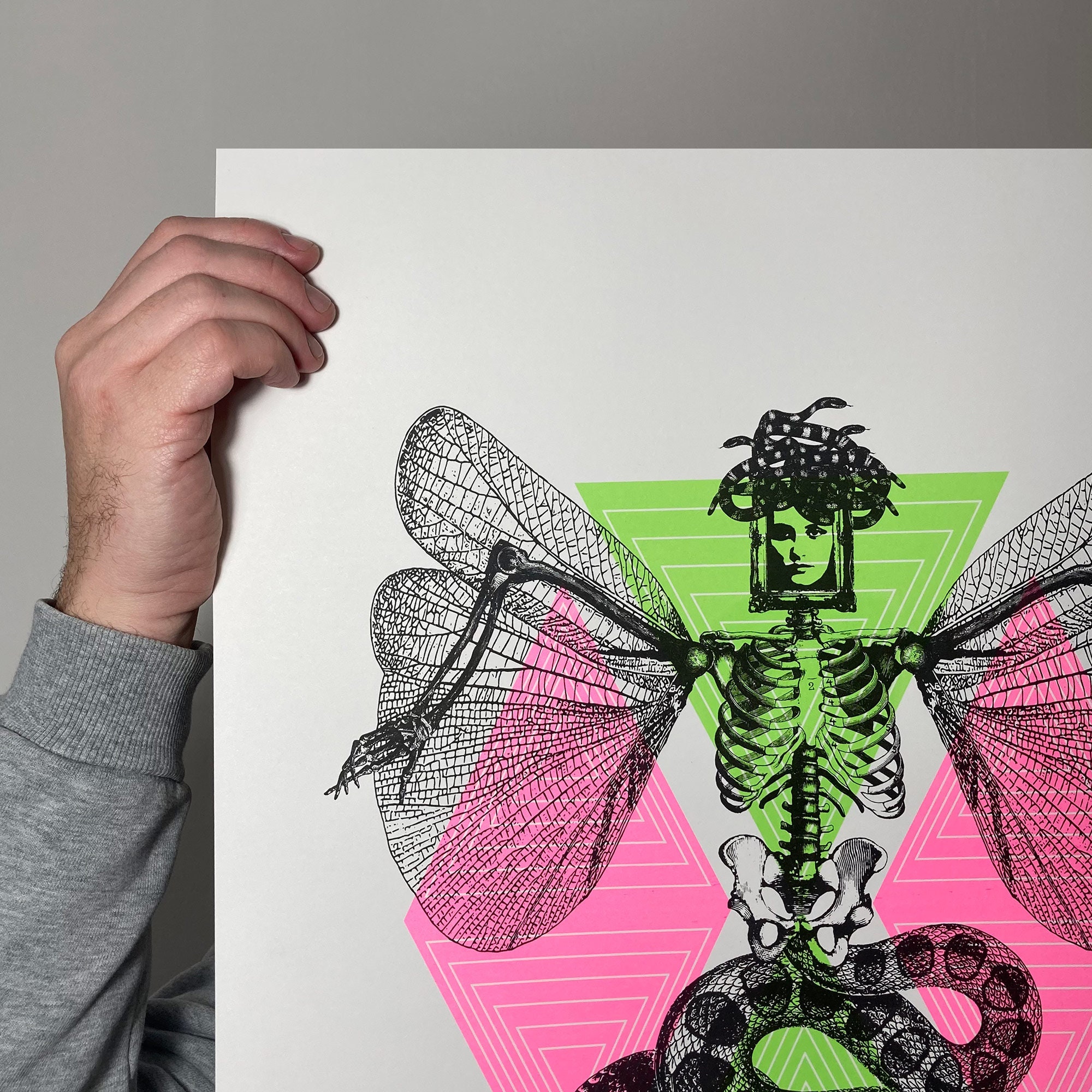Neon 'medusa V4' Screen Printed Poster - Etsy