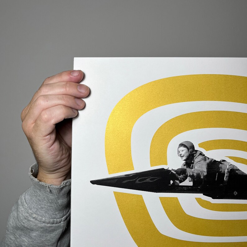 Rocket Lady (gold) - Screen Printed Poster - Feminist Wall Art ...