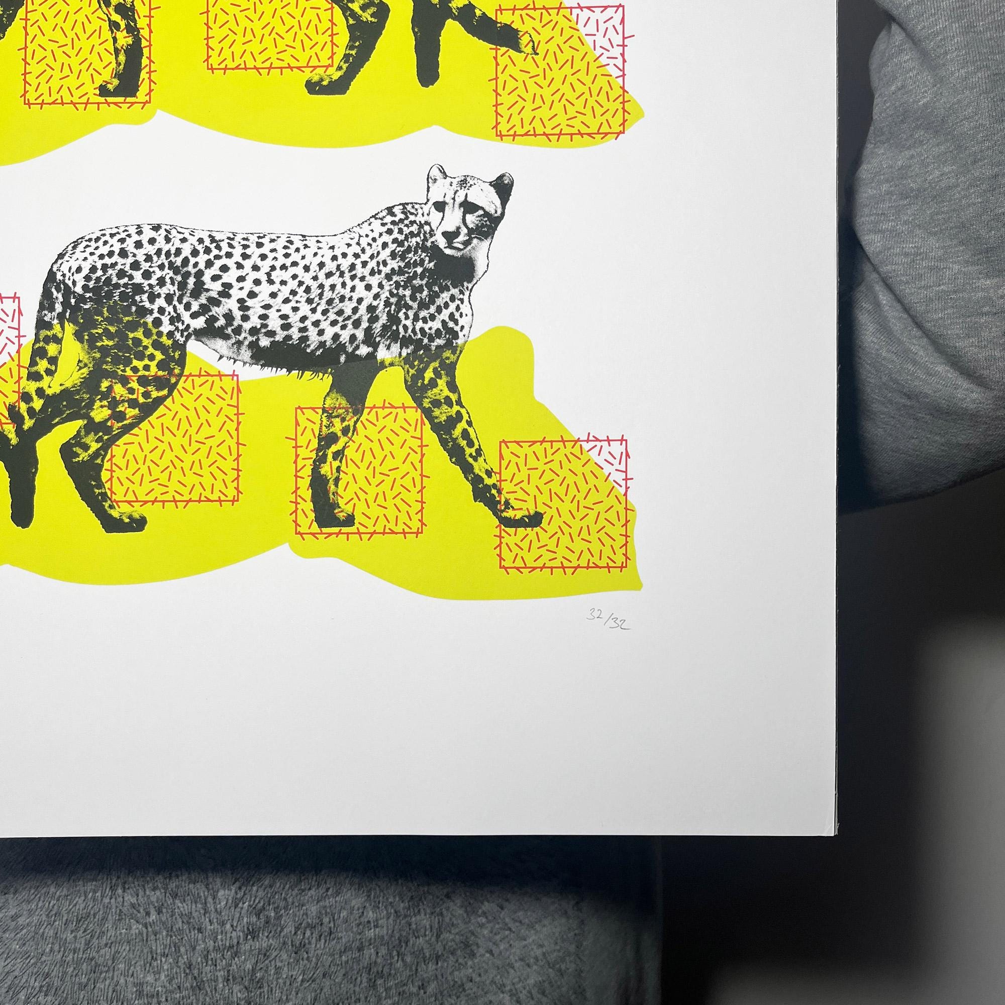 Vibrant Hand Screen Printed Cheetah Art Print - 'A Coalition of ...