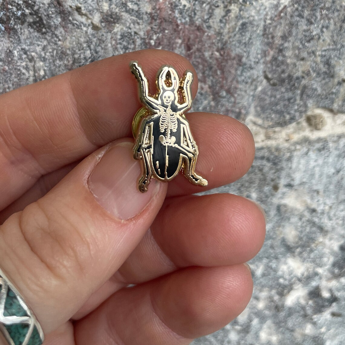 Metamorphosis Enamel Pin Badge Skeleton Beetle Design - Etsy