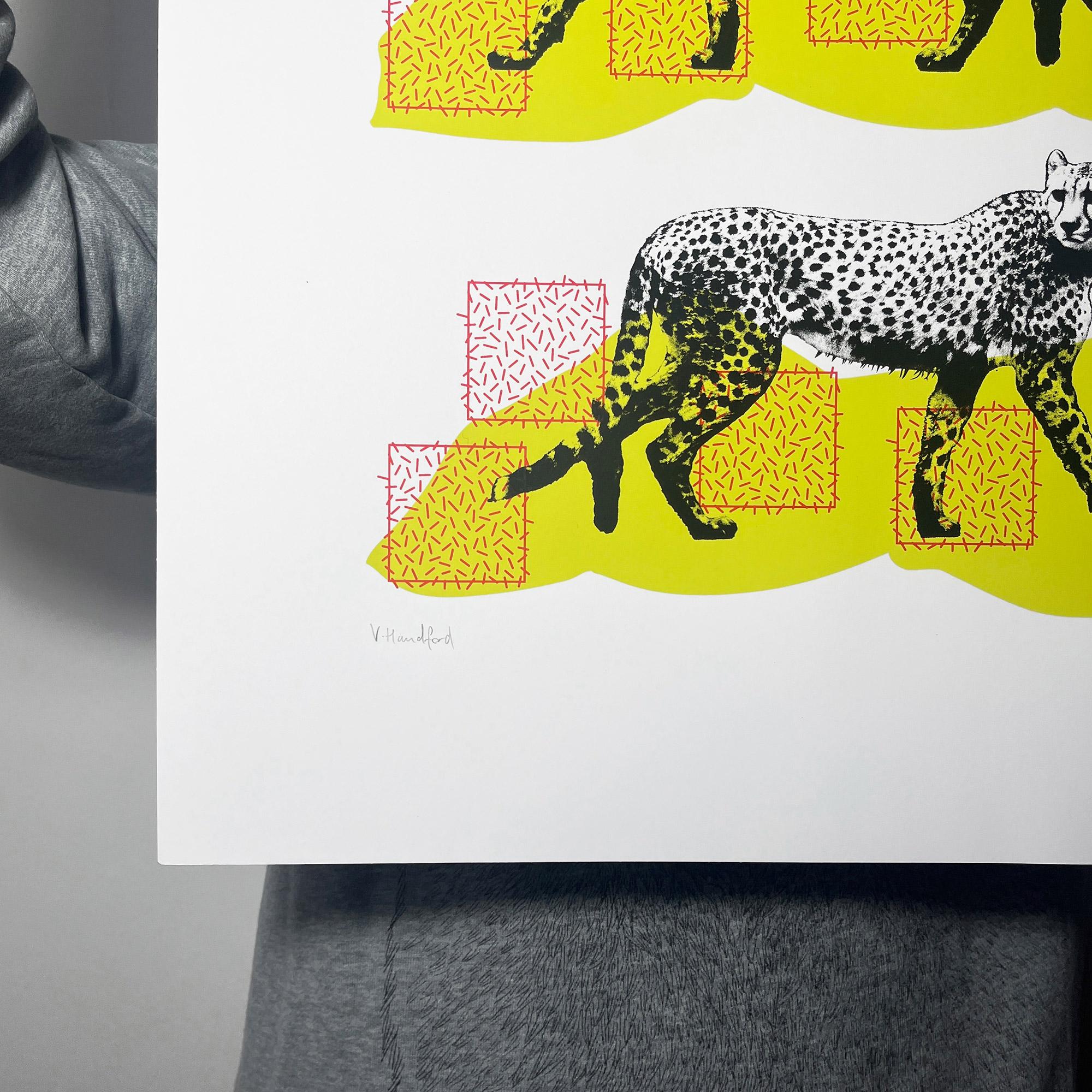 Vibrant Hand Screen Printed Cheetah Art Print - 'A Coalition of ...