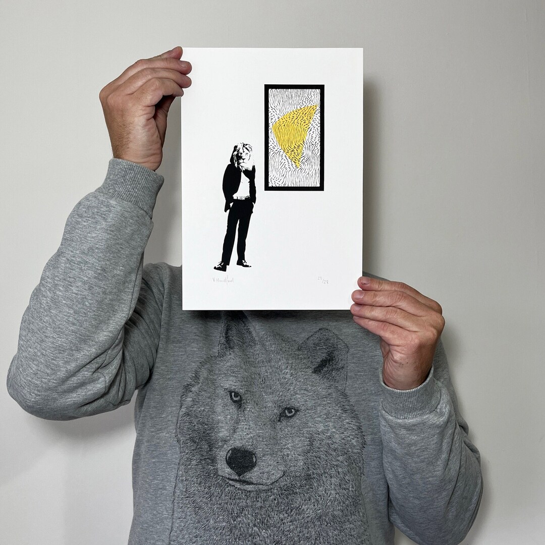 Lion Screen Printed Poster Metallic Gold and Black 'lion Abstract' - Etsy