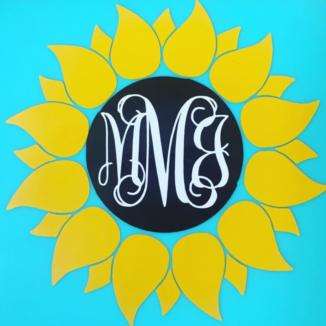 Sunflower Monogram Decal | Sunflower Decal | Computer Decal | MacBook ...