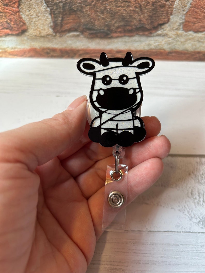 Mummy Cow Badge Reel, Halloween ID Holder, Interchangeable - Etsy