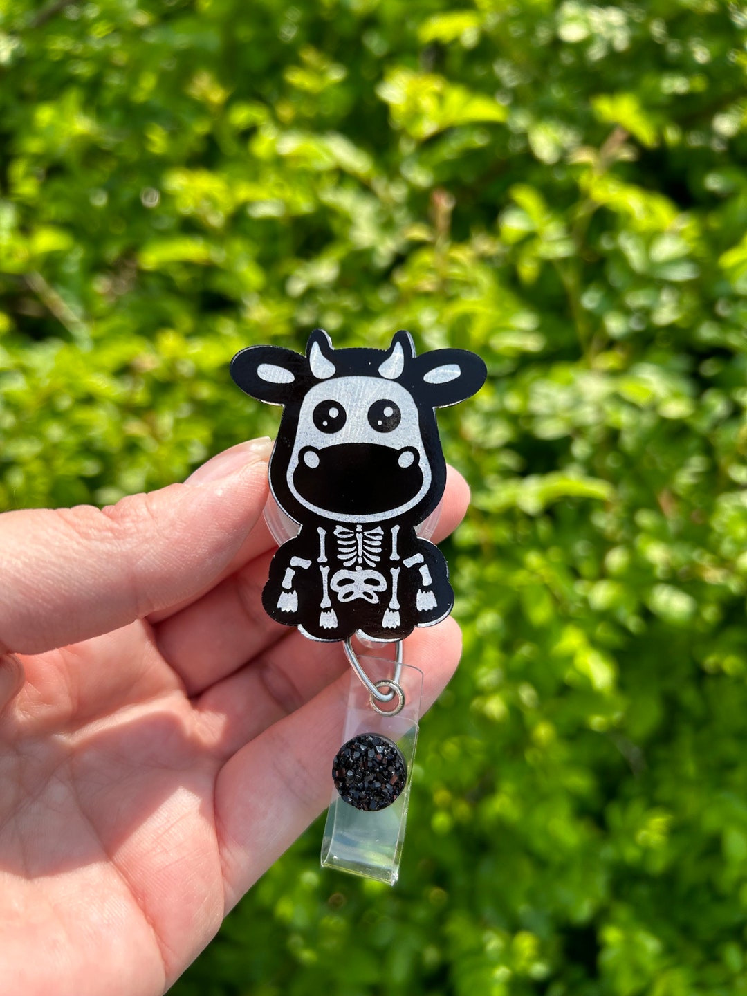 Skeleton Cow Badge Reel Cow Halloween Halloween Badge Reel - Etsy