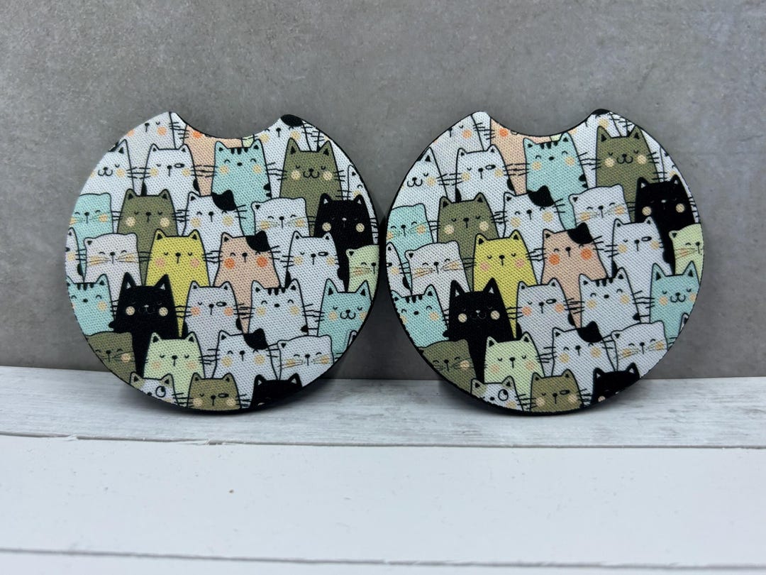 Cat Car Coasters, Neoprene Cup Holder Coasters, Set of 2 - Etsy