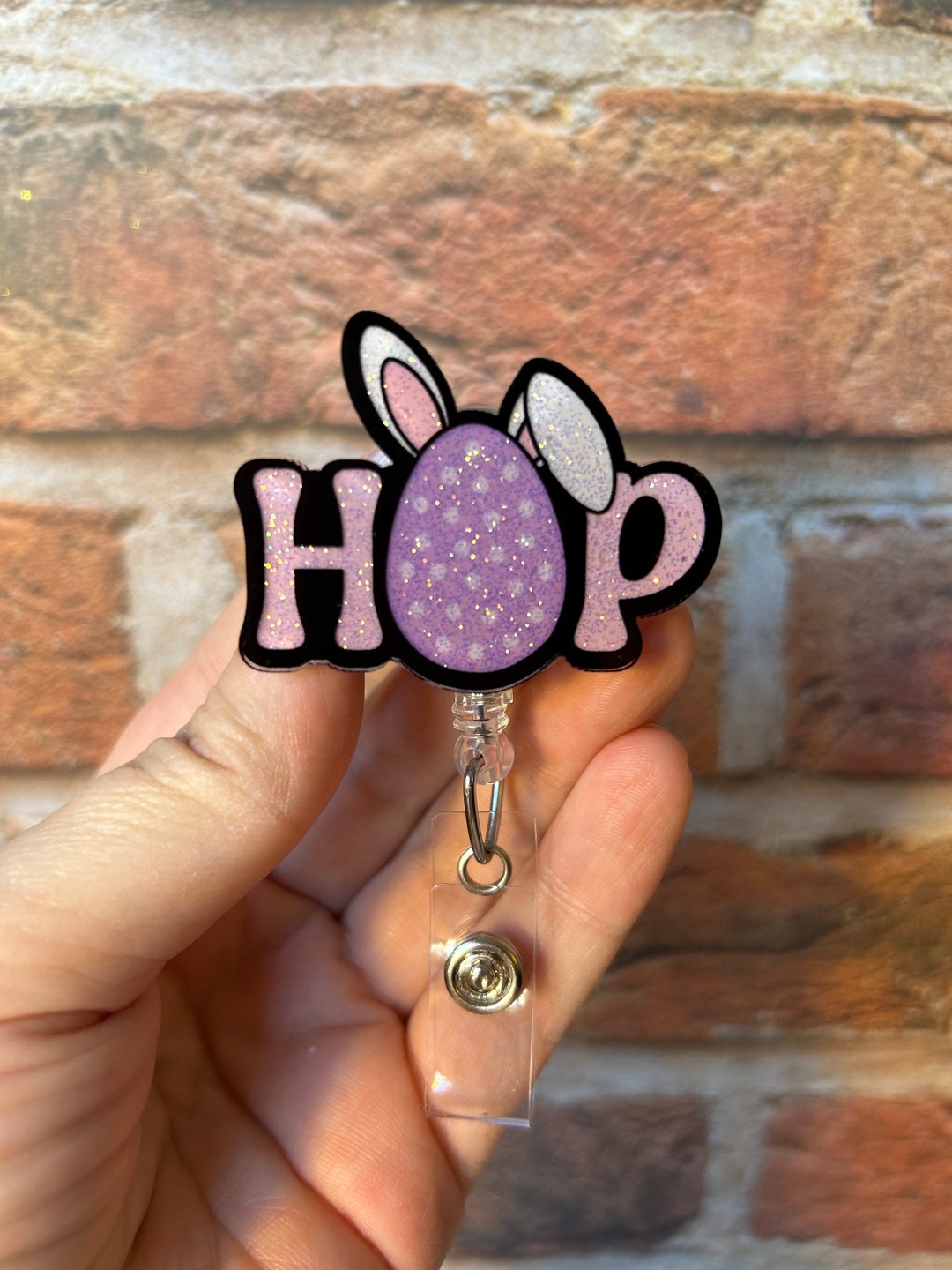 Hop Badge Reel, Bunny Badge Reel, Easter Badge Reel, Easter, Bunny, ID ...