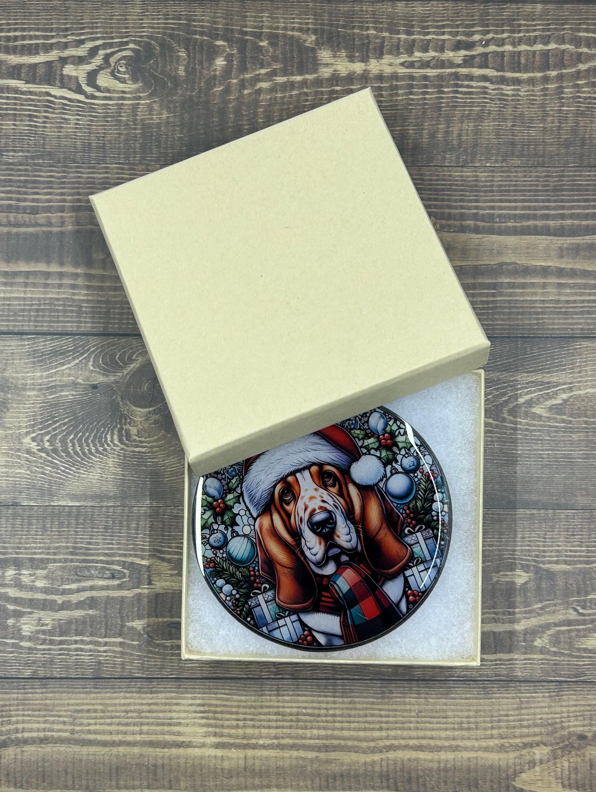 Basset Hound Christmas Ornament, Faux Stained Glass, Frosted Glass - Etsy