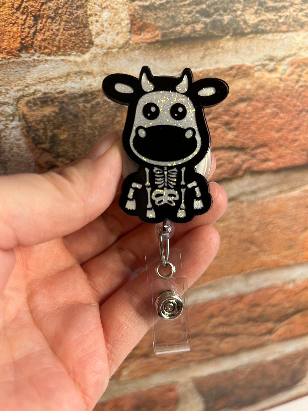 Skeleton Cow Badge Reel, Cow, Halloween, Halloween Badge Reel, Skeleton ...