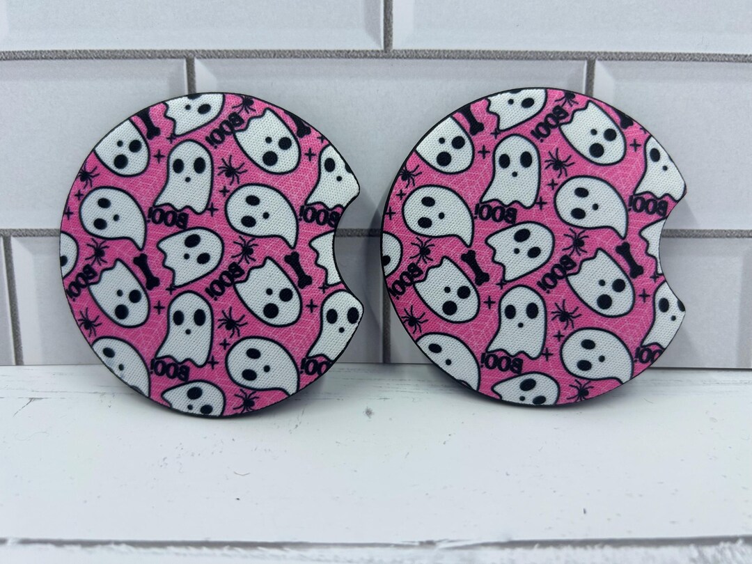 Ghost Car Coasters, Halloween Neoprene Cup Holder Coasters, Set of 2 - Etsy