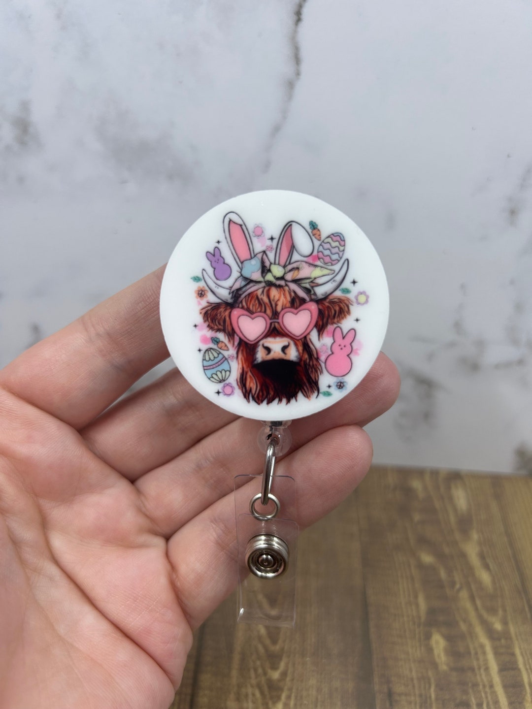Easter Highland Cow Badge Reel, Cow Badge Reel, Easter Badge Reel ...