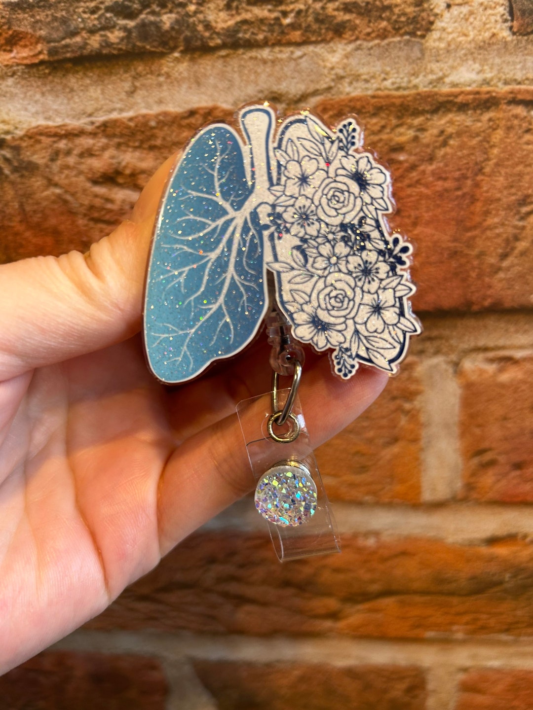 Floral Lungs Badge Reel, Lungs, Respiratory, Floral, ID Holder, Badge ...