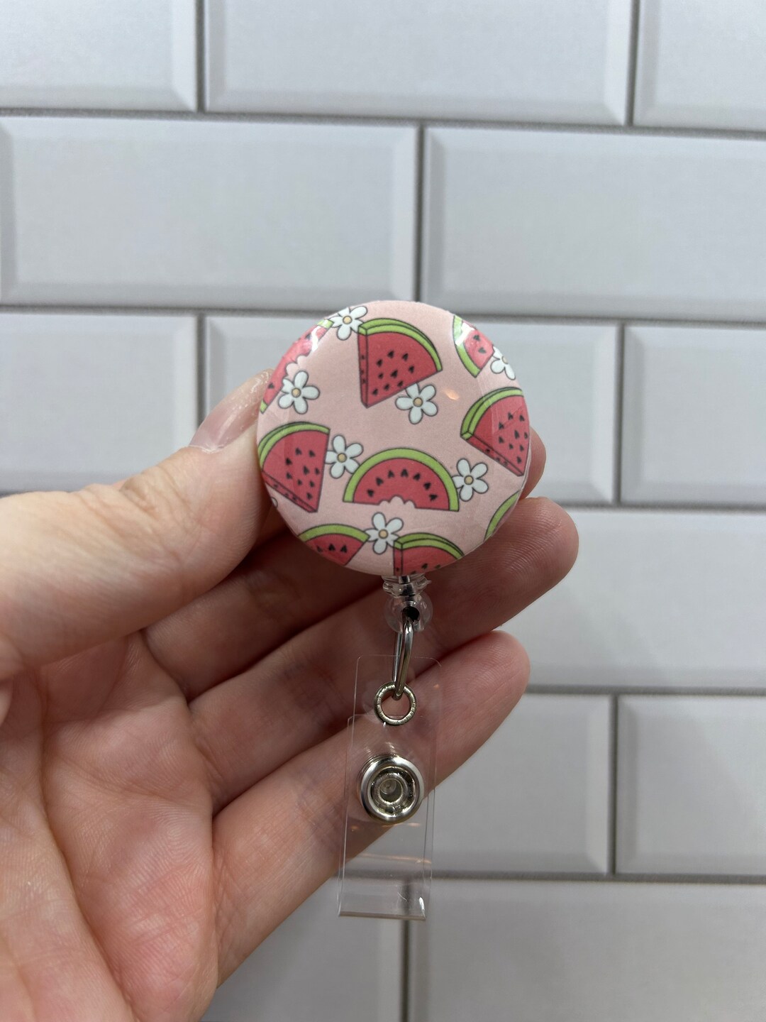 Watermelon Badge Reel, Summer, ID Holder, Badge Holder, Retractable ...