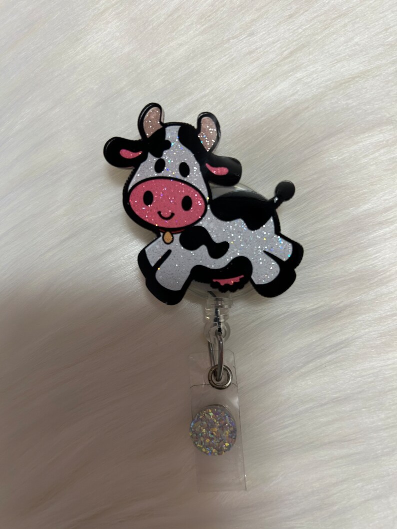 Jumping Cow Badge Reel Cow Badge Holder Nurse Retractable - Etsy