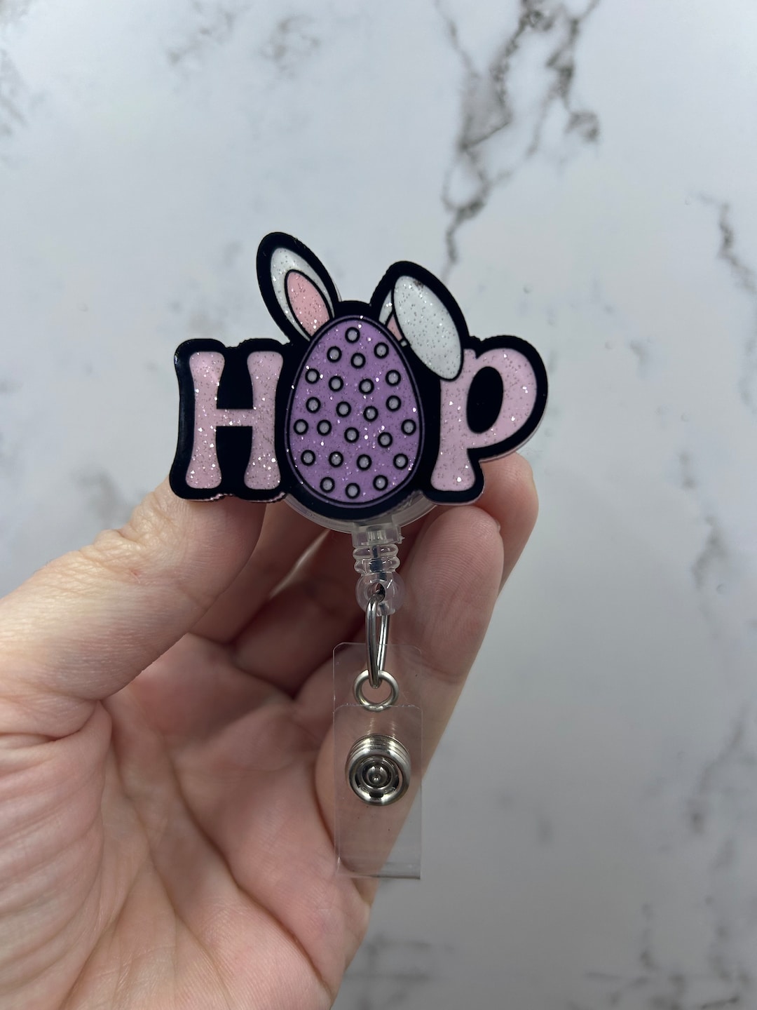 Hop Badge Reel, Bunny Badge Reel, Easter Badge Reel, Easter, Bunny, ID ...