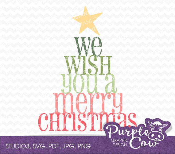 Christmas Words Tree We Wish You A Merry Christmas - Etsy