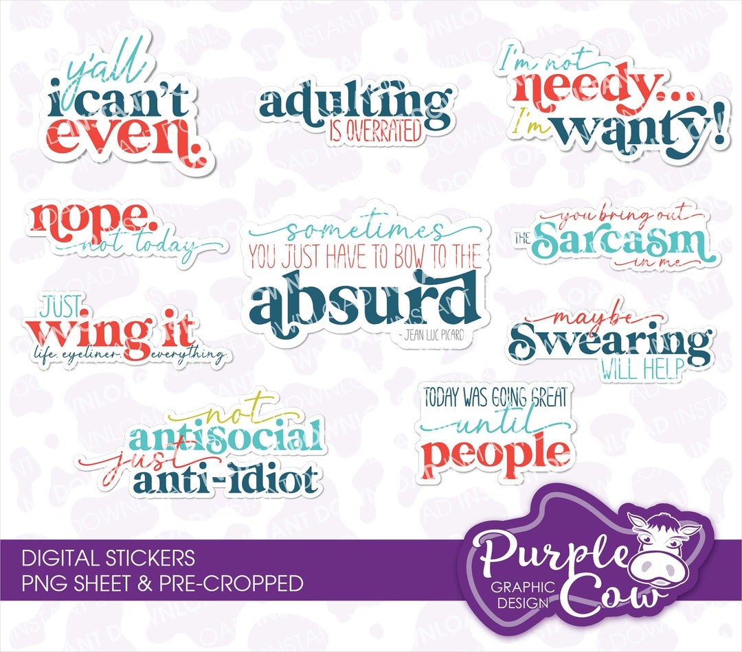 Snarky Set Digital Stickers - Etsy