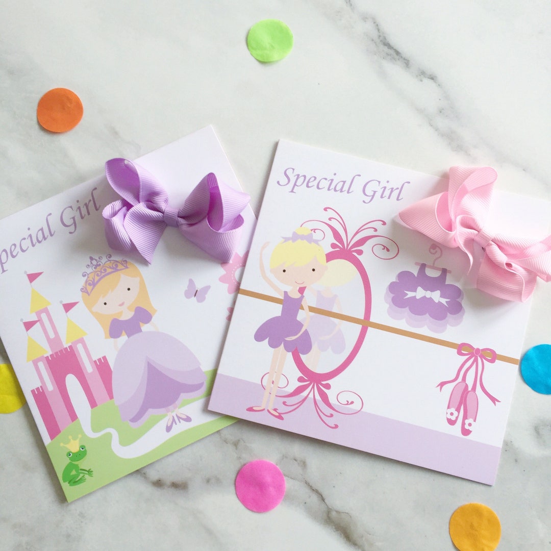 Girls Princess Greeting Card and Hair Bow - Etsy