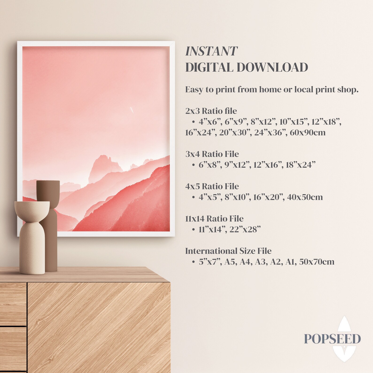 Pink Mountains Print | Printable Wall Art | Photography | Pink Art ...