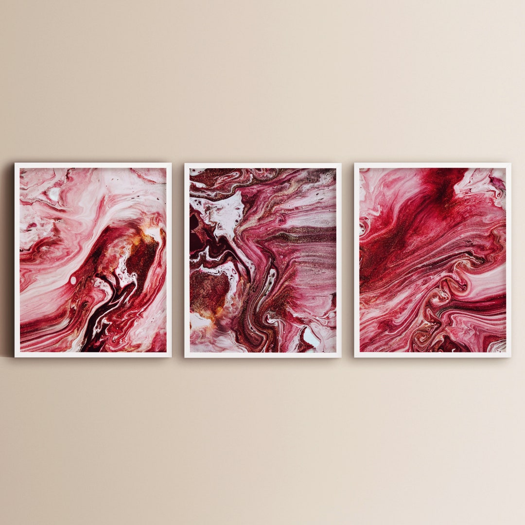 Modern Pink Swirls Set of 3 Print | Printable Art | Pink Art | Abstract ...