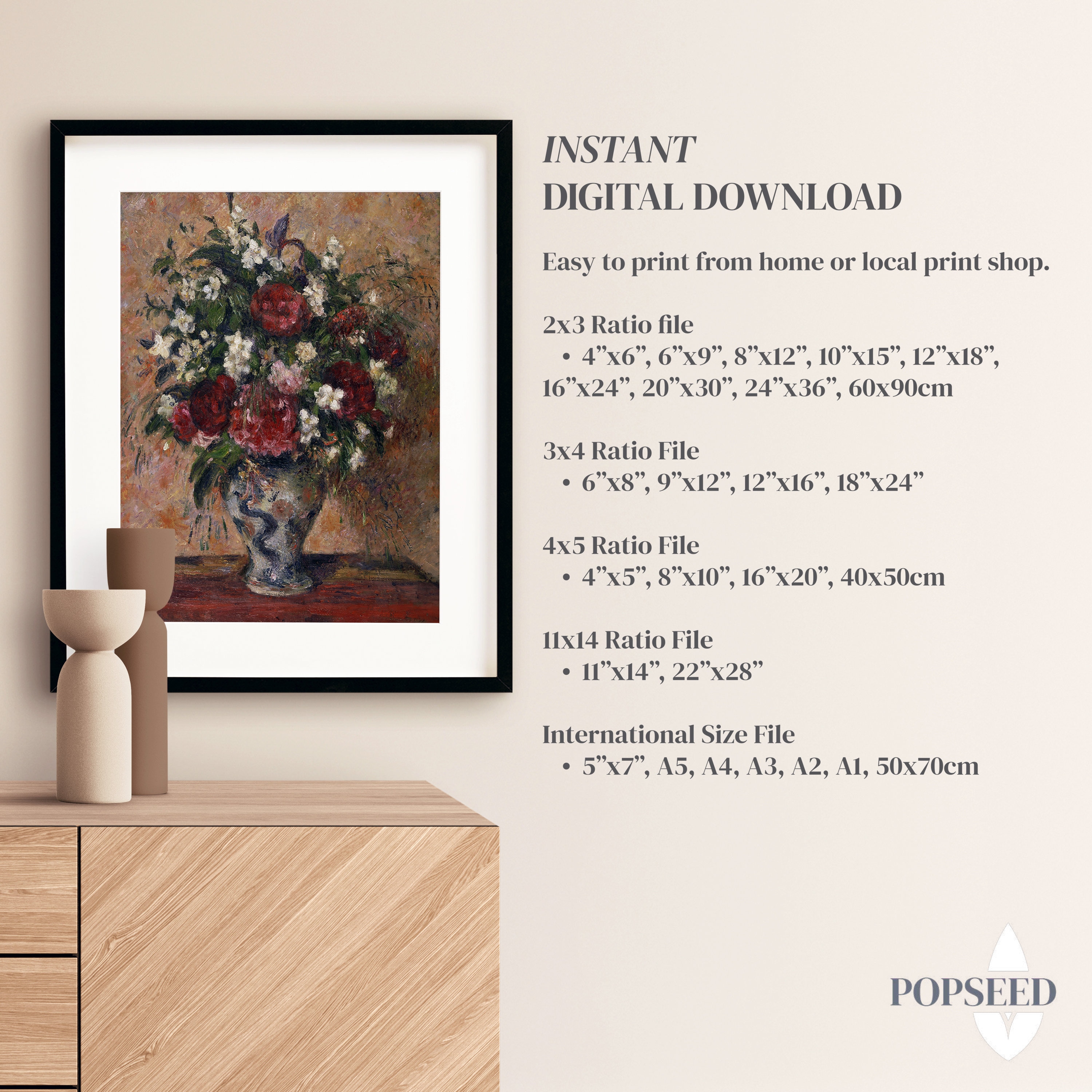 Camille Pissarro Peonies Print | Printable Wall Art | Camille Pissarro ...