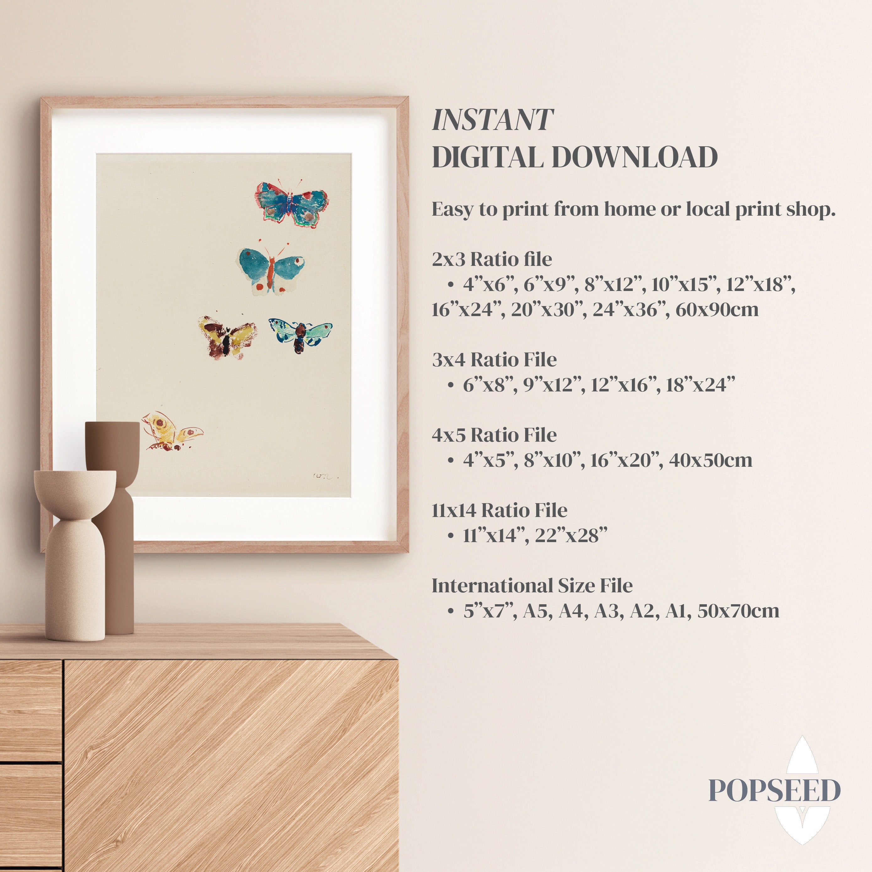 Five Butterflies | Odilon Redon | Museum Printable Wall Art | Vintage ...