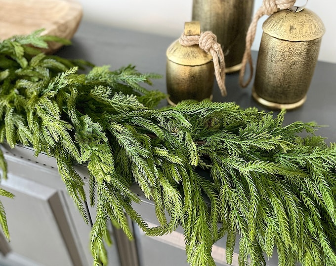 60 Inch Natural Touch Norfolk Pine Garland. Faux Holiday Garland. Norfolk Garland. Christmas ...