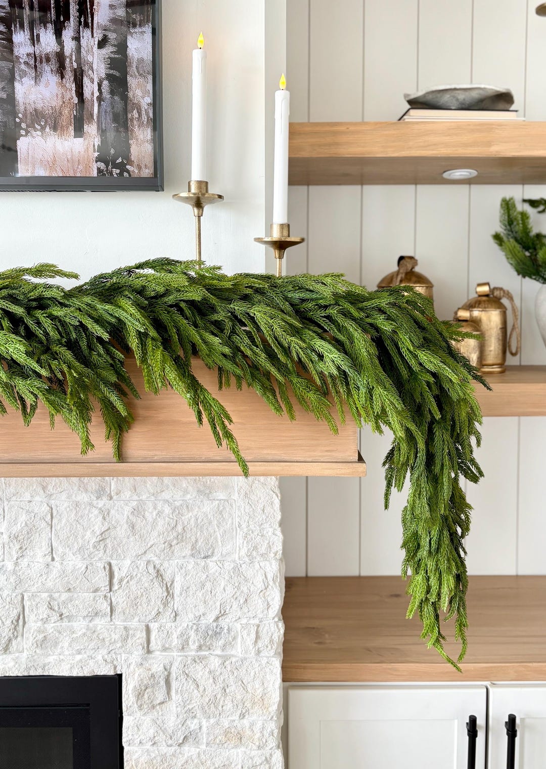 60 Inch Natural Touch Norfolk Pine Garland. Realistic Pine Garland ...