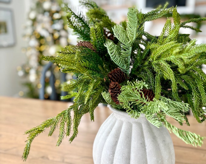 24 Inch Norfolk Pine, Spruce and Juniper Branch. Real Touch. Christmas ...