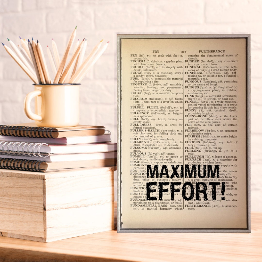 Deadpool Maximum Effort Quote on Vintage Dictionary Book Page Print ...