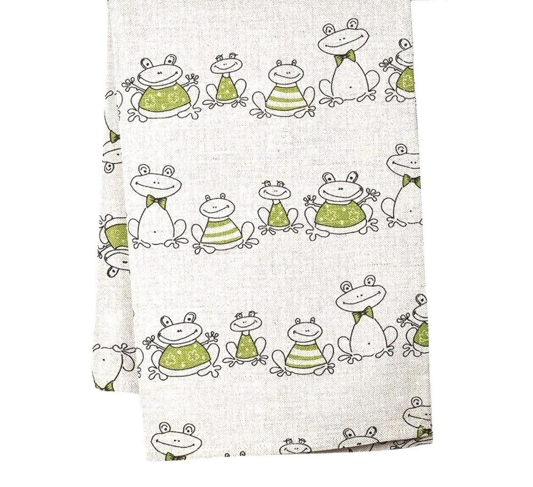 Handmade Linen Cotton Lucky Frogs Tea Towel Kitchen Towel Dish Towel ...