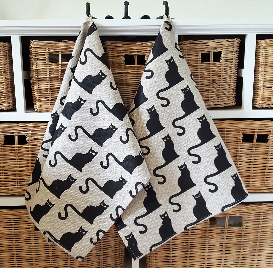Handmade Black Cats Linen Cotton Apron: Cooking, Baking, Gardening ...