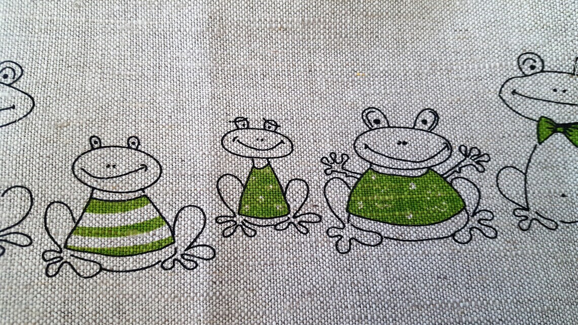 Handmade Linen Cotton Lucky Frogs Tea Towel Kitchen Towel Dish Towel ...