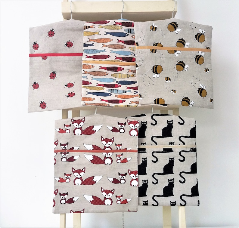 Handmade Linen Cotton Black Cats Peg Bag Peg Storage Clothespin Bag ...