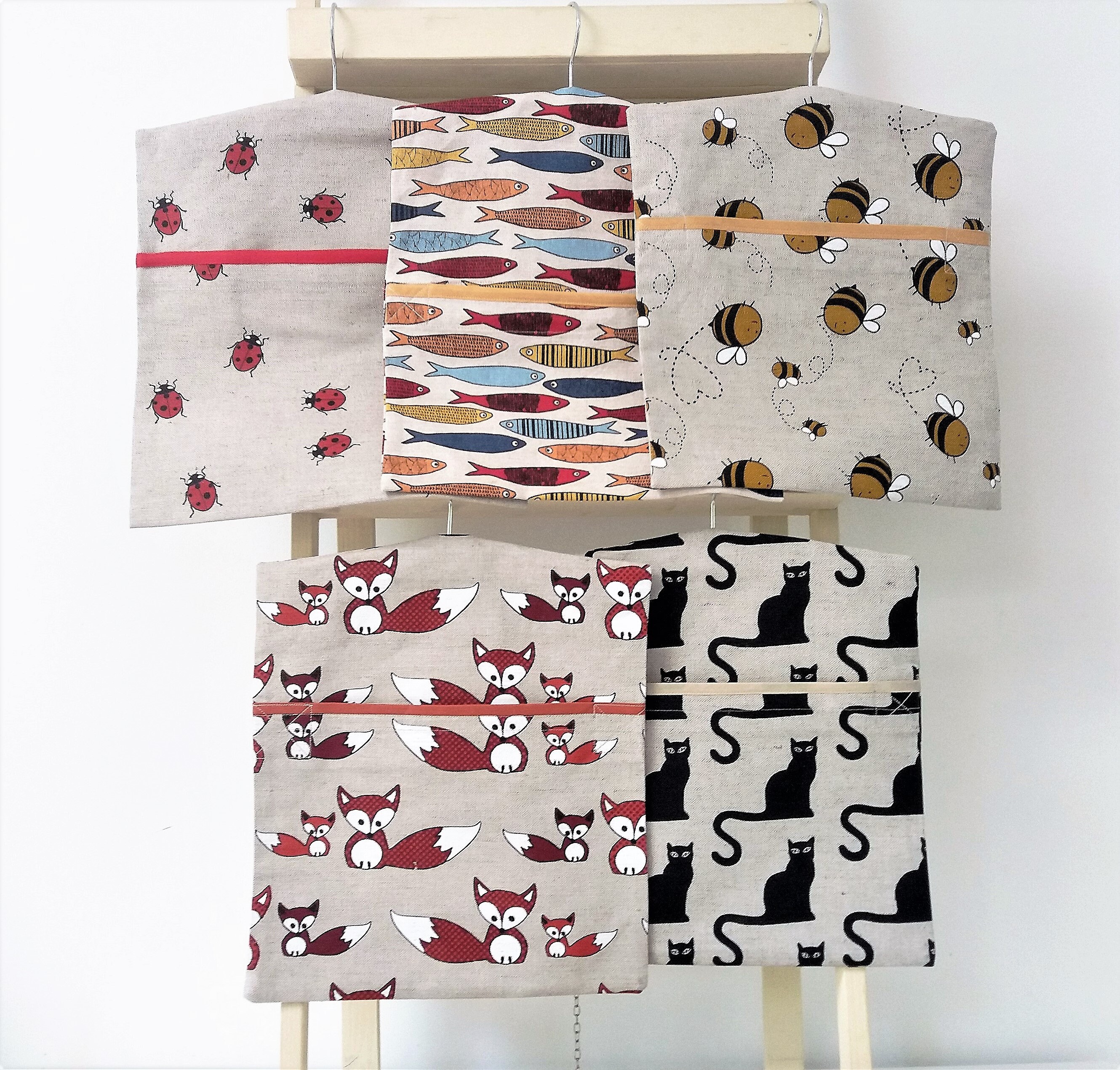 Handmade Linen Cotton Black Cats Peg Bag Peg Storage Clothespin Bag ...