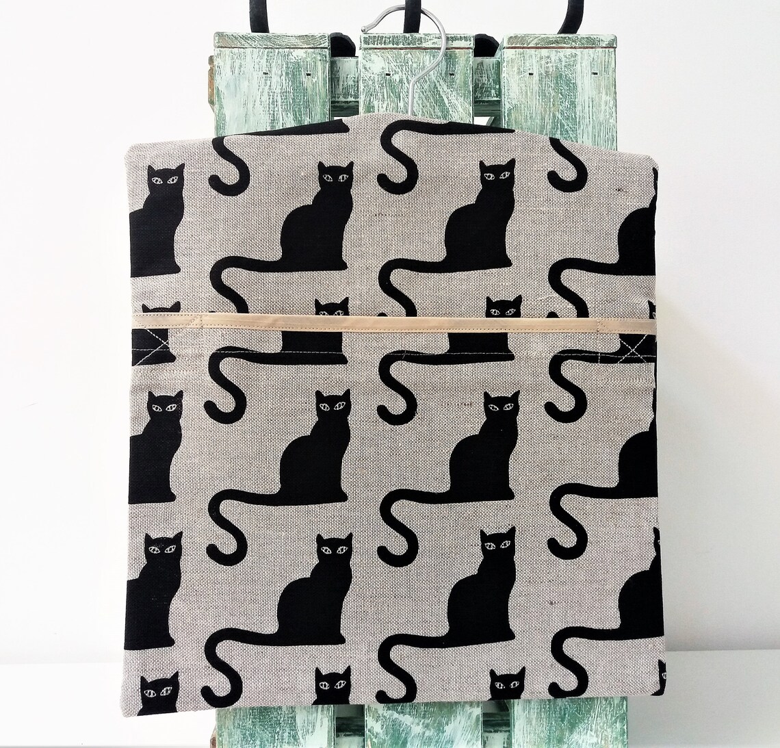 Handmade Linen Cotton Black Cats Peg Bag Peg Storage Clothespin Bag ...
