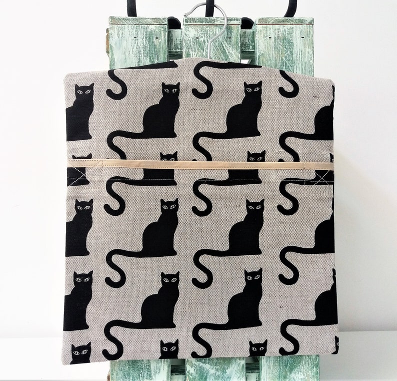 Handmade Linen Cotton Black Cats Peg Bag Peg Storage Clothespin Bag ...