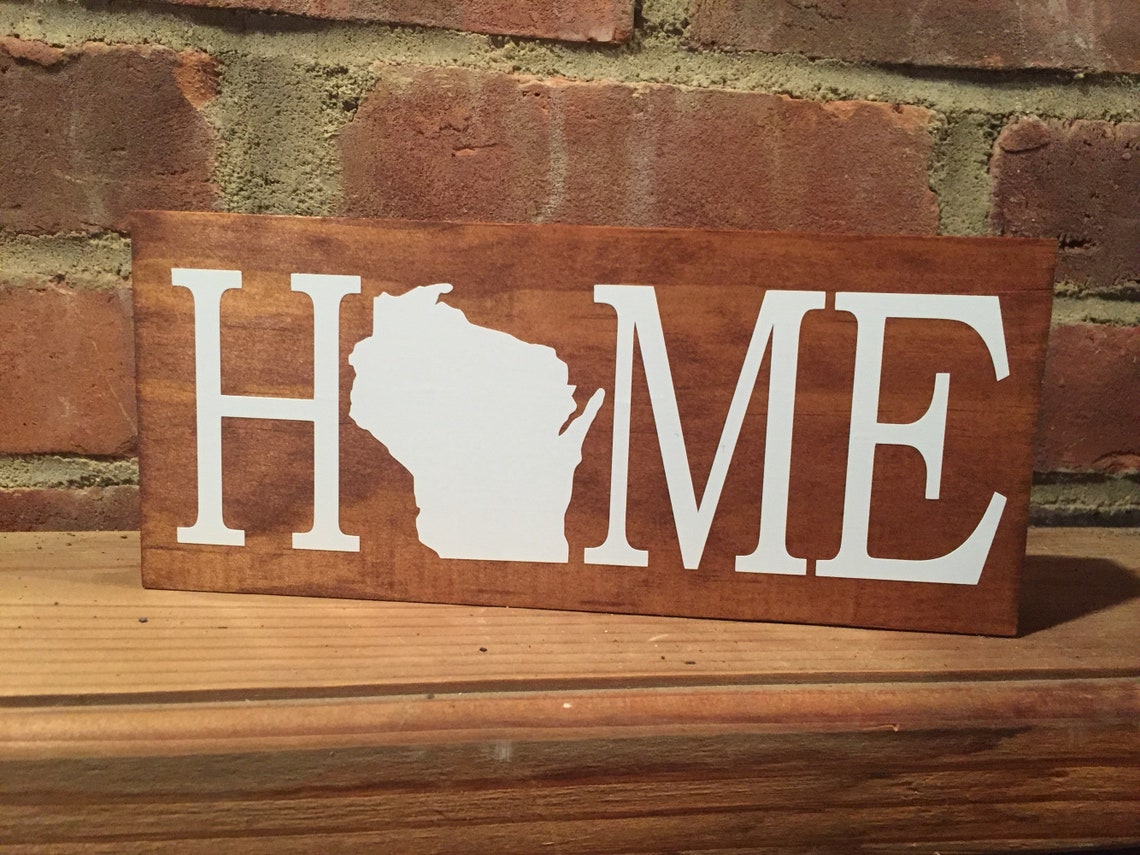Wisconsin Home Sign Wisco Wood Sign WI Housewarming Gift | Etsy