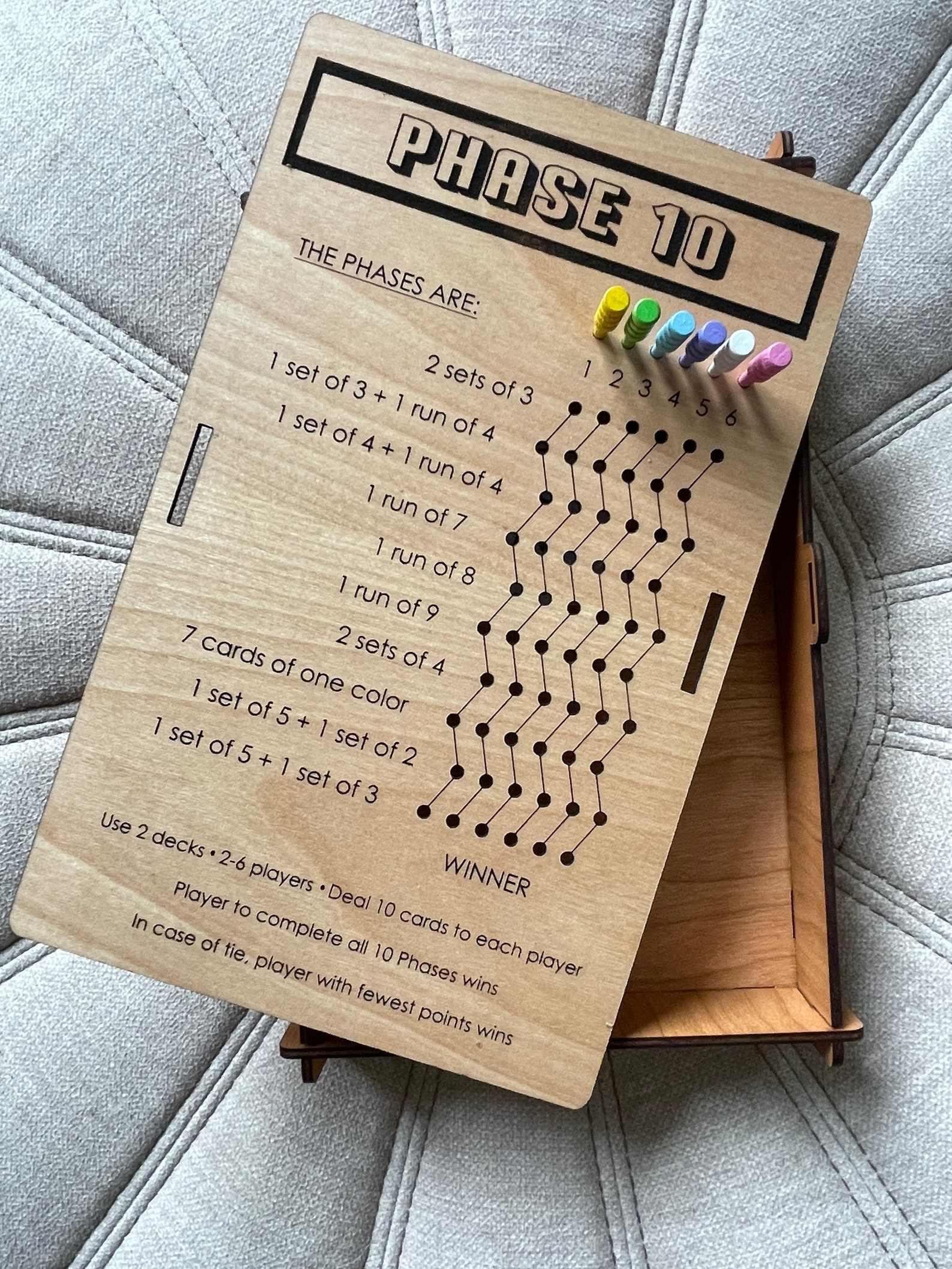 Phase 10 Game Board Wood 5th Anniversary Custom Game Board - Etsy