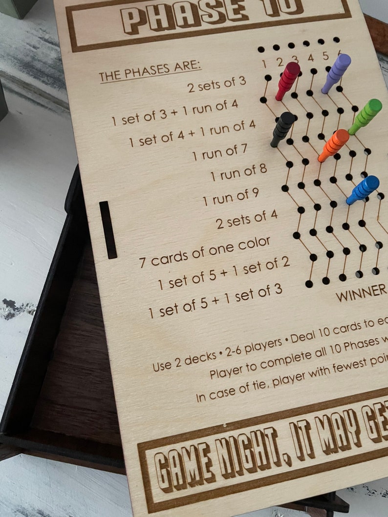 Phase 10 Game Board Wood 5th Anniversary Custom Game Board - Etsy