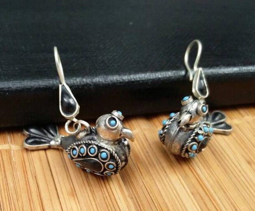 Vintage Style Handmade Bird Earrings Afghan Kuchi Antique Design Belly ...