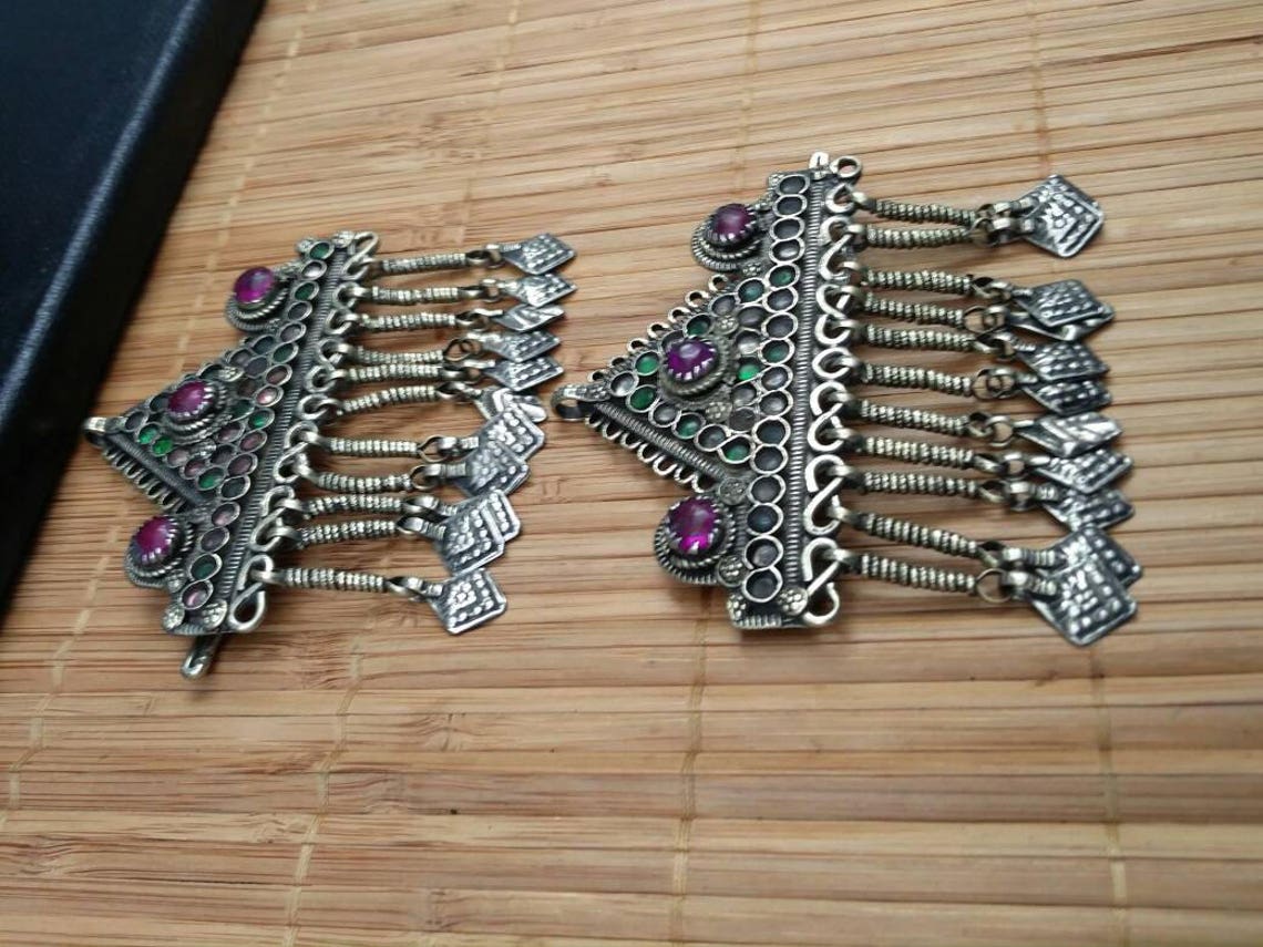Pair of Hair Barrettes Afghan Kuchi Tribal Hair Clips Vintage Hair ...