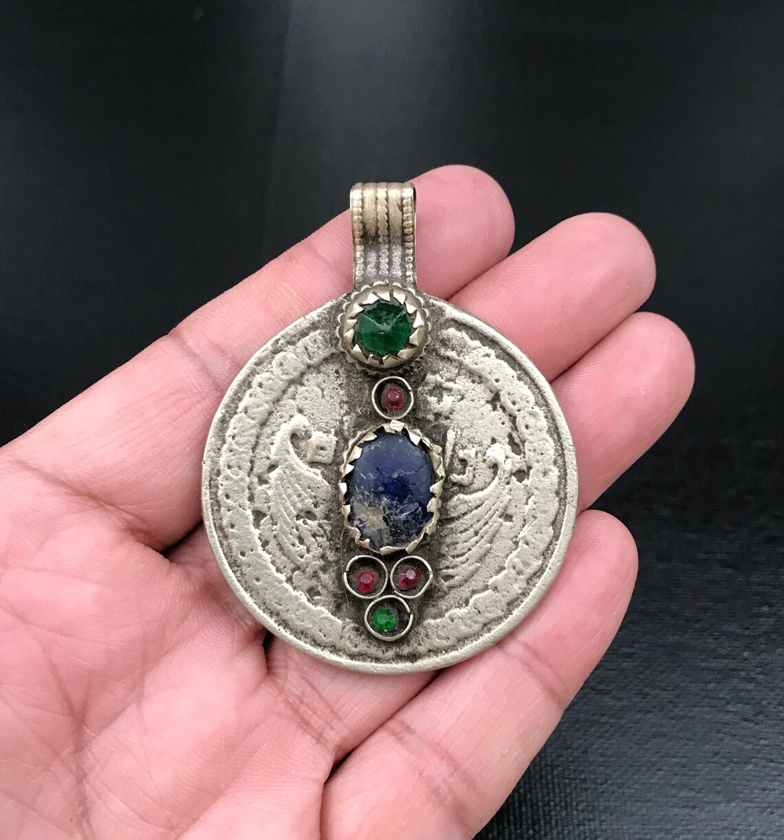 One of A Kind Vintage Huge Coin Type/token Pendant DIY Belly Dance ...