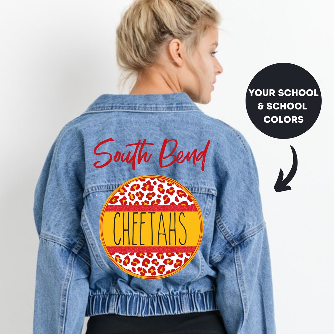 High School Football Jean Jacket, School Spirit Jean Jacket, Football ...