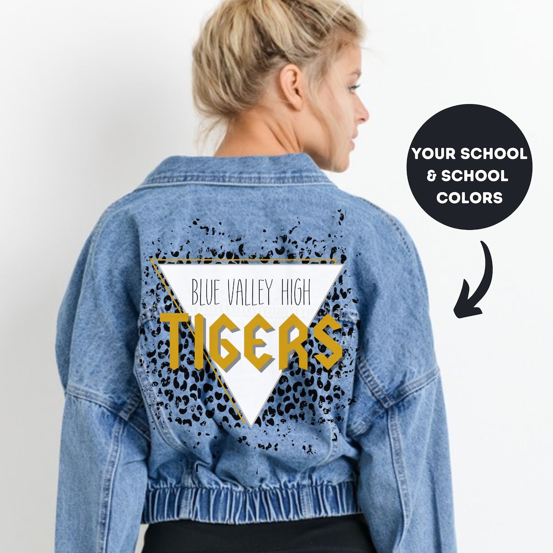High School Football Jean Jacket, School Spirit Jean Jacket, Football ...