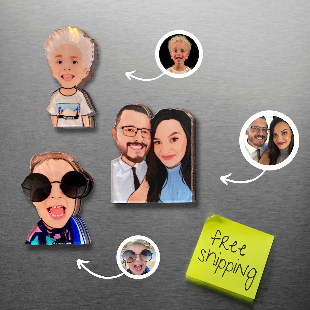 Face Magnets, Drawing Magnets, Photo Gift, Custom Magnets, Stocking ...