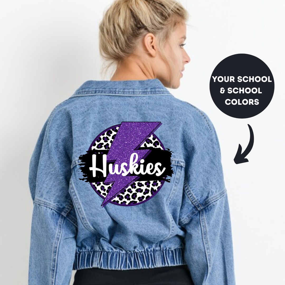 High School Football Jean Jacket, School Spirit Jean Jacket, Football ...
