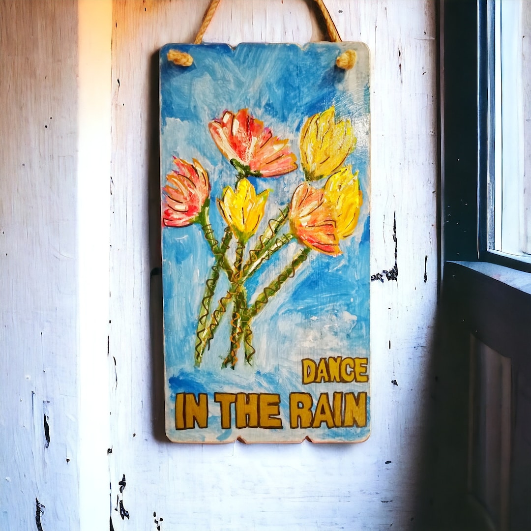 Handpainted Wild Flowers Wooden Sign Abstract Plaque String Hang Door ...